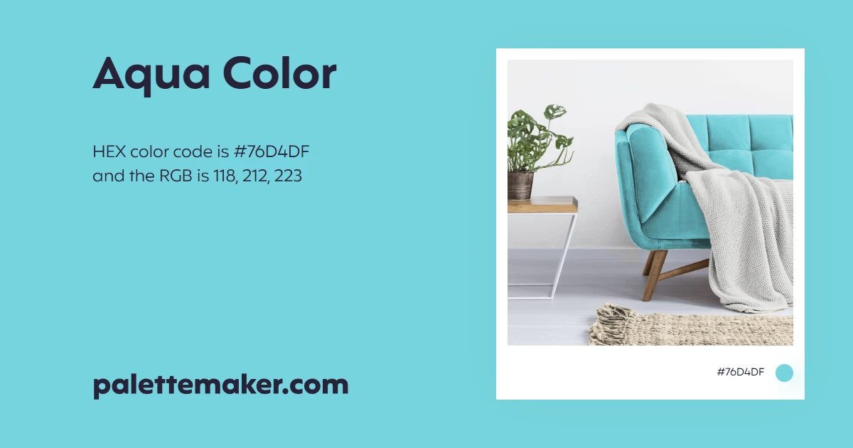 Aqua Color - HEX #76D4DF Meaning and Live Previews - PaletteMaker