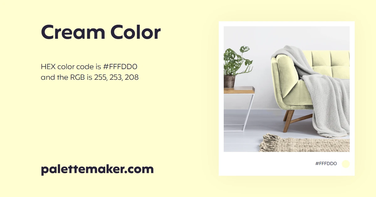 Cream Color - HEX #FFFDD0 Meaning and Live Previews - PaletteMaker