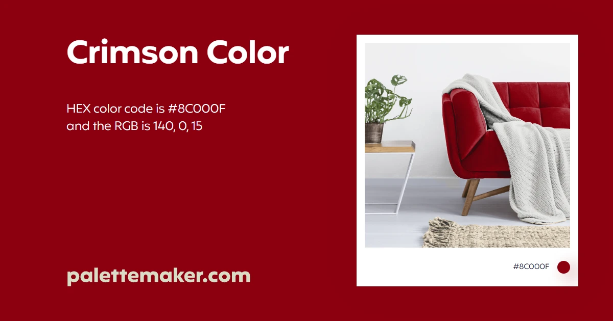 Crimson Color - HEX #8C000F Meaning and Live Previews - PaletteMaker