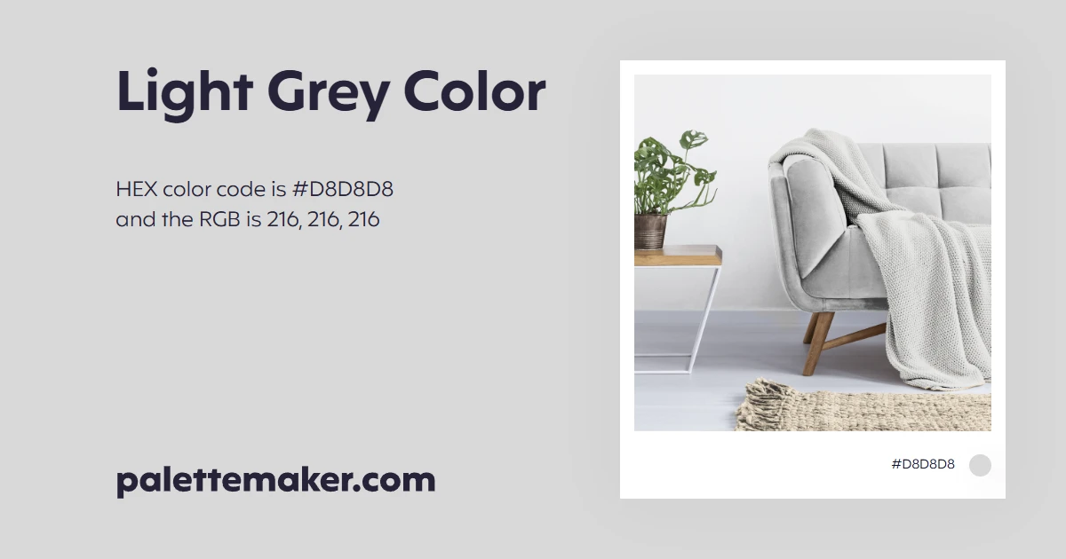 Light Grey Color - HEX #D8D8D8 Meaning and Live Previews - PaletteMaker