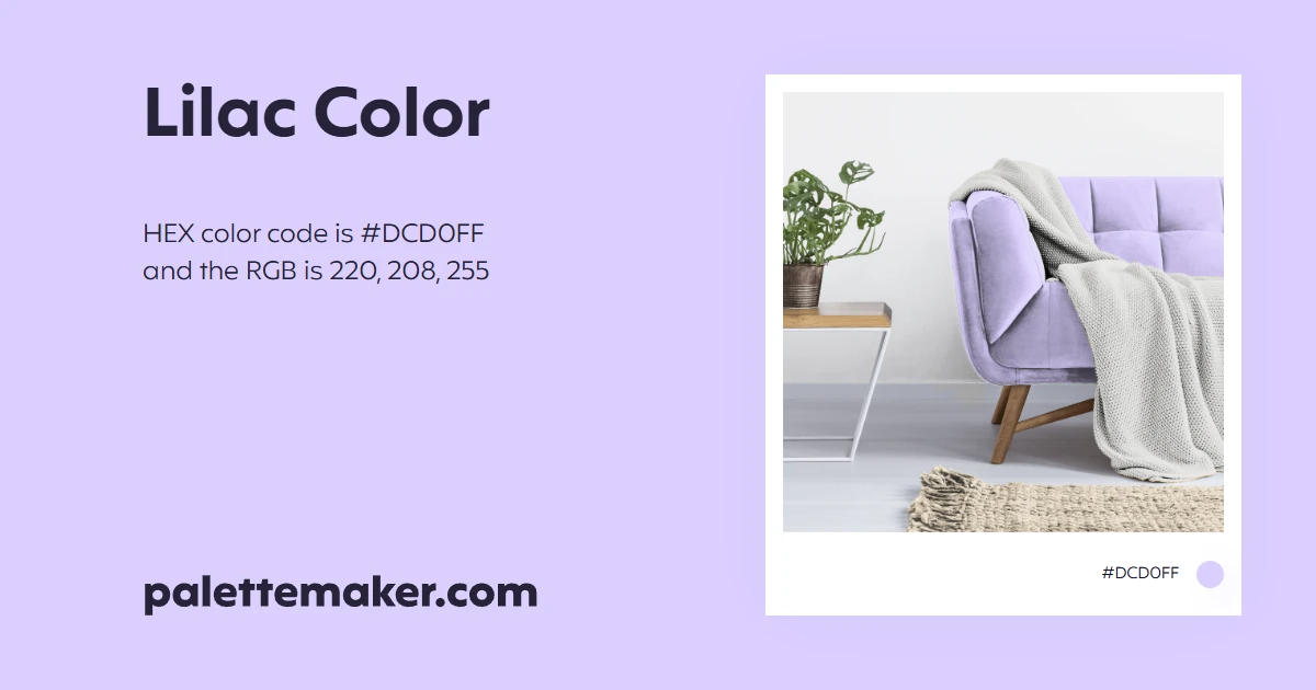 Lilac Color - HEX #DCD0FF Meaning and Live Previews - PaletteMaker