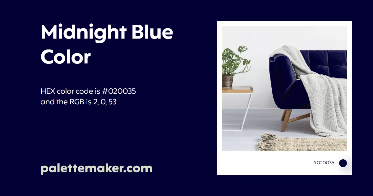 Midnight Blue Color - HEX #020035 Meaning and Live Previews - PaletteMaker