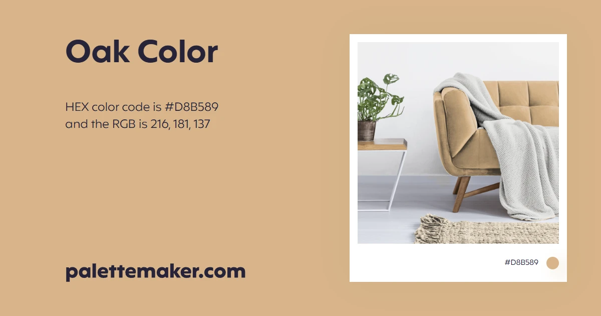 Oak Color - HEX #D8B589 Meaning and Live Previews - PaletteMaker
