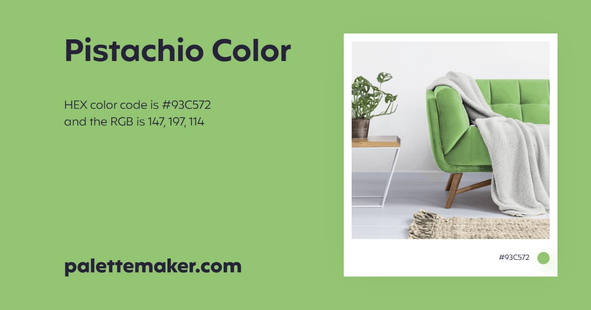 Pistachio Color - HEX #93C572 Meaning and Live Previews - PaletteMaker