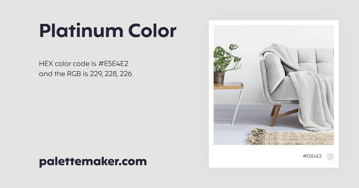 Platinum Color - HEX #E5E4E2 Meaning and Live Previews - PaletteMaker