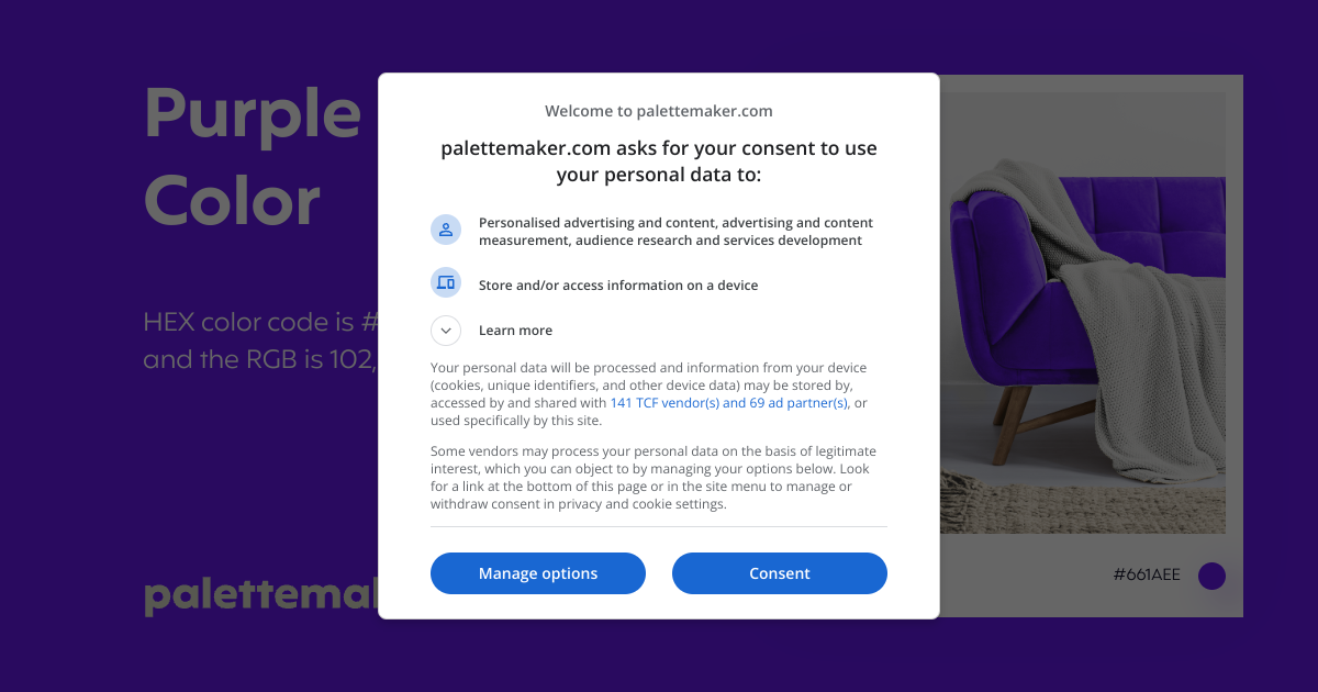 Purple Blue Color - HEX #661AEE Meaning and Live Previews - PaletteMaker