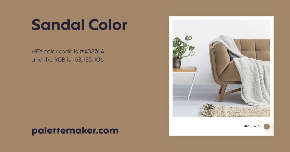 Sandal Color - HEX #A3876A Meaning and Live Previews - PaletteMaker