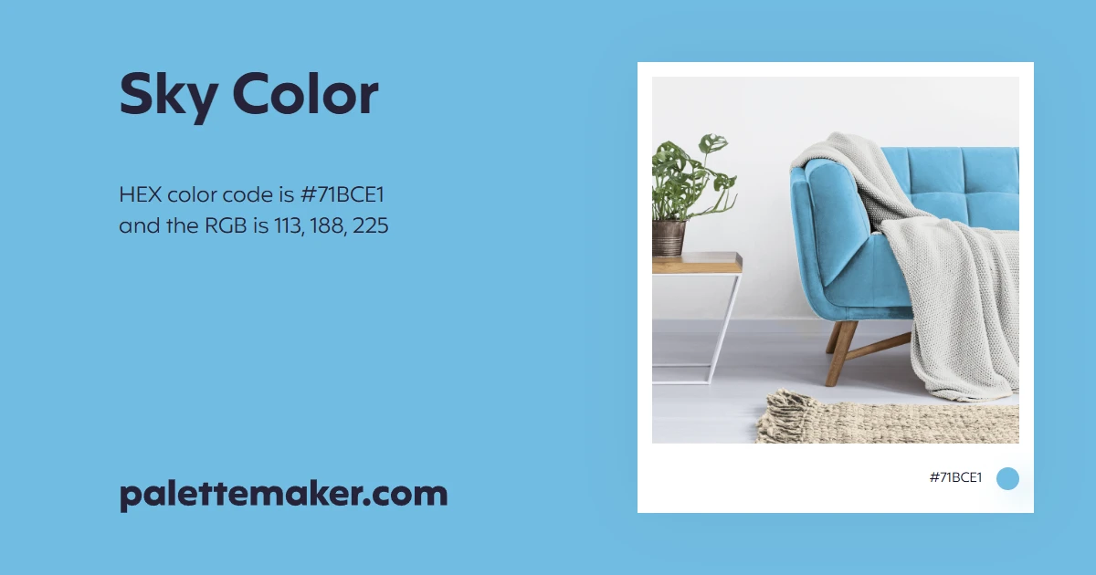 Sky Color - HEX #71BCE1 Meaning and Live Previews - PaletteMaker