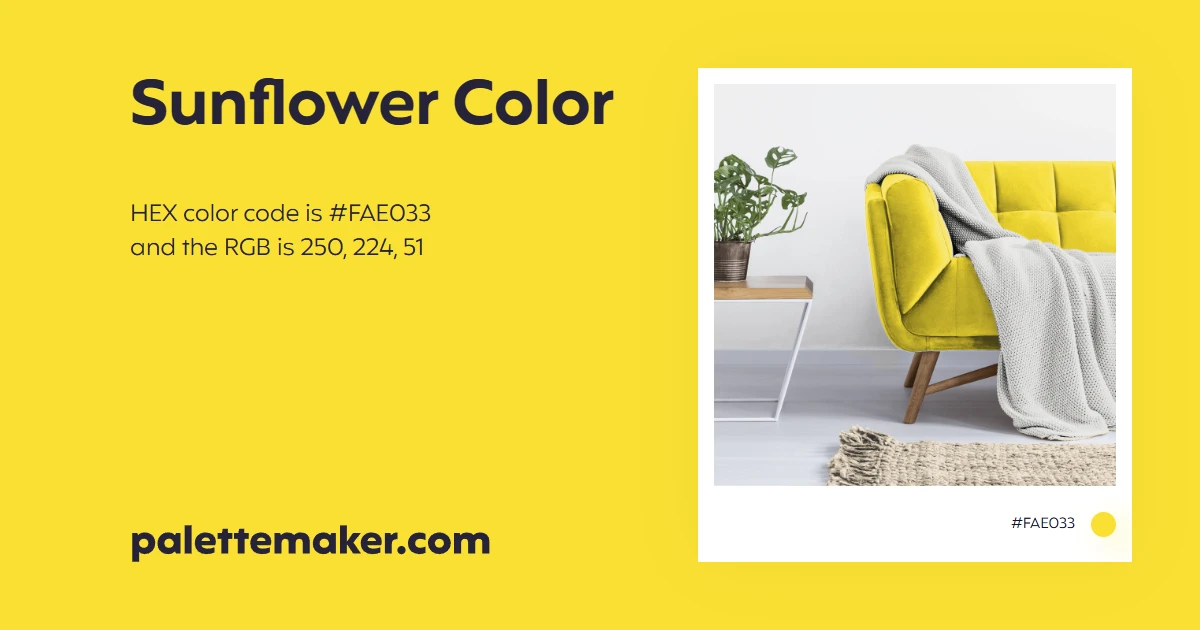 Sunflower Color - HEX #FAE033 Meaning and Live Previews - PaletteMaker