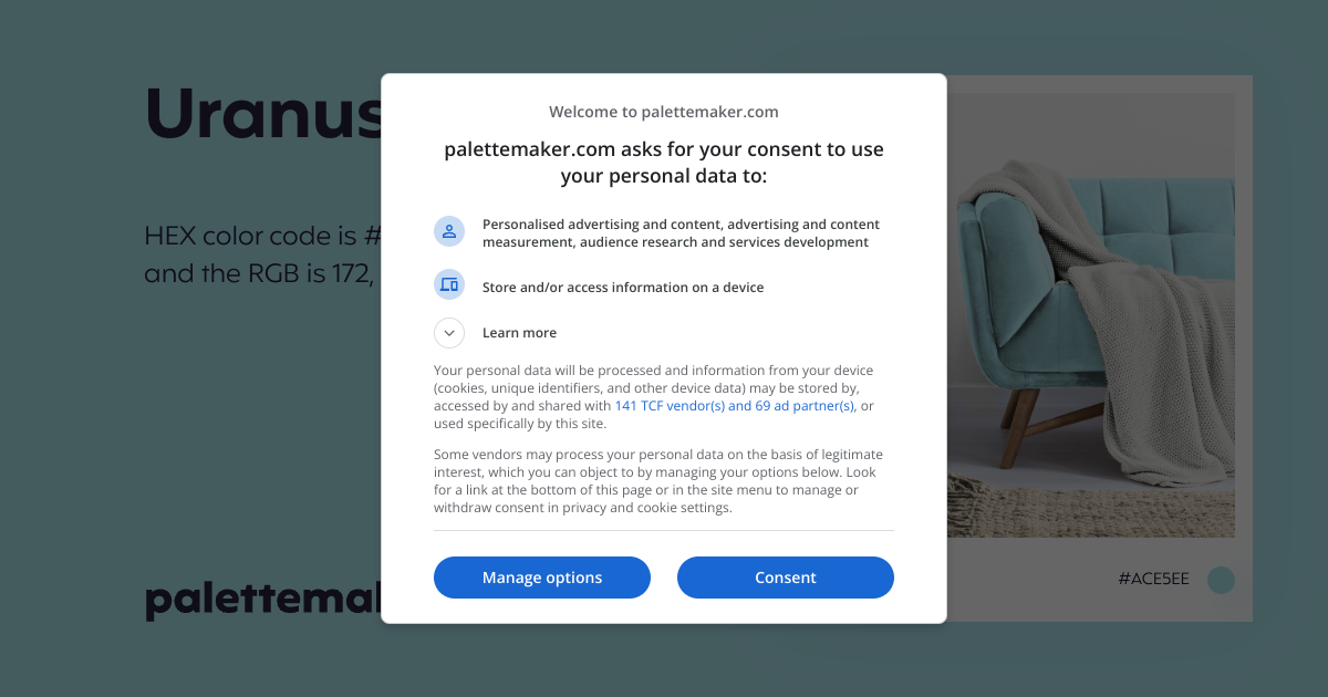 Uranus Color - HEX #ACE5EE Meaning and Live Previews - PaletteMaker