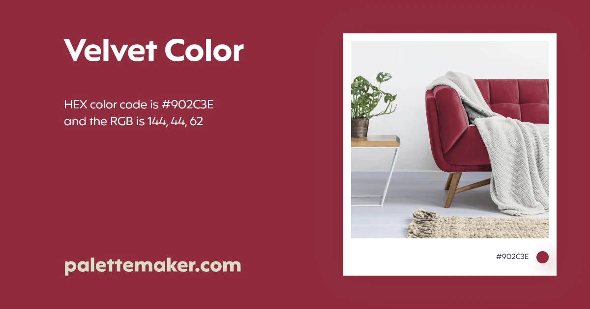 Velvet Color - HEX #902C3E Meaning and Live Previews - PaletteMaker