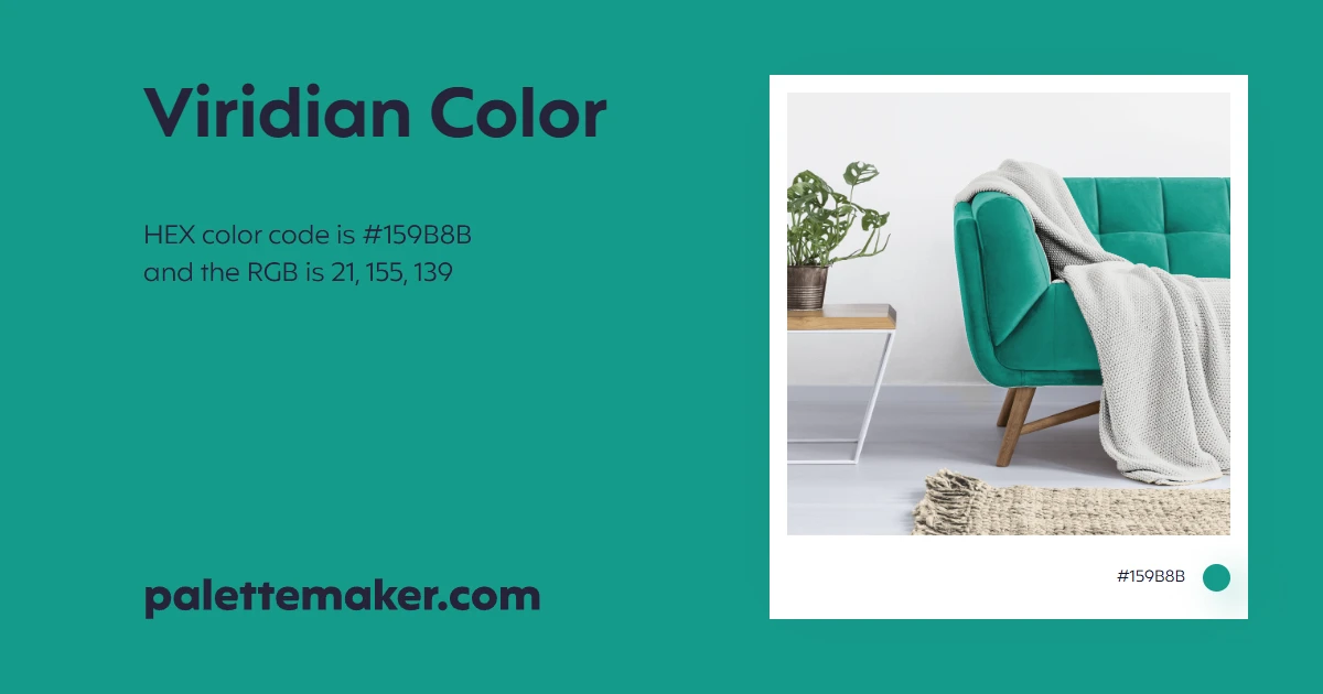 Viridian Color - HEX #159B8B Meaning and Live Previews - PaletteMaker