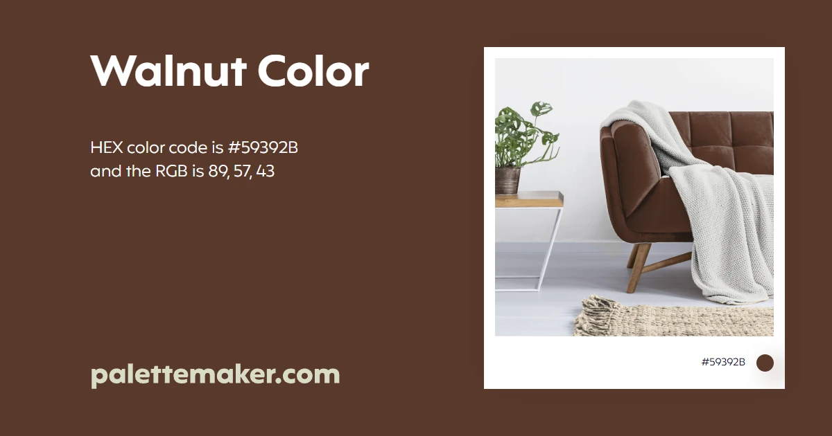 Walnut Color - HEX #59392B Meaning and Live Previews - PaletteMaker