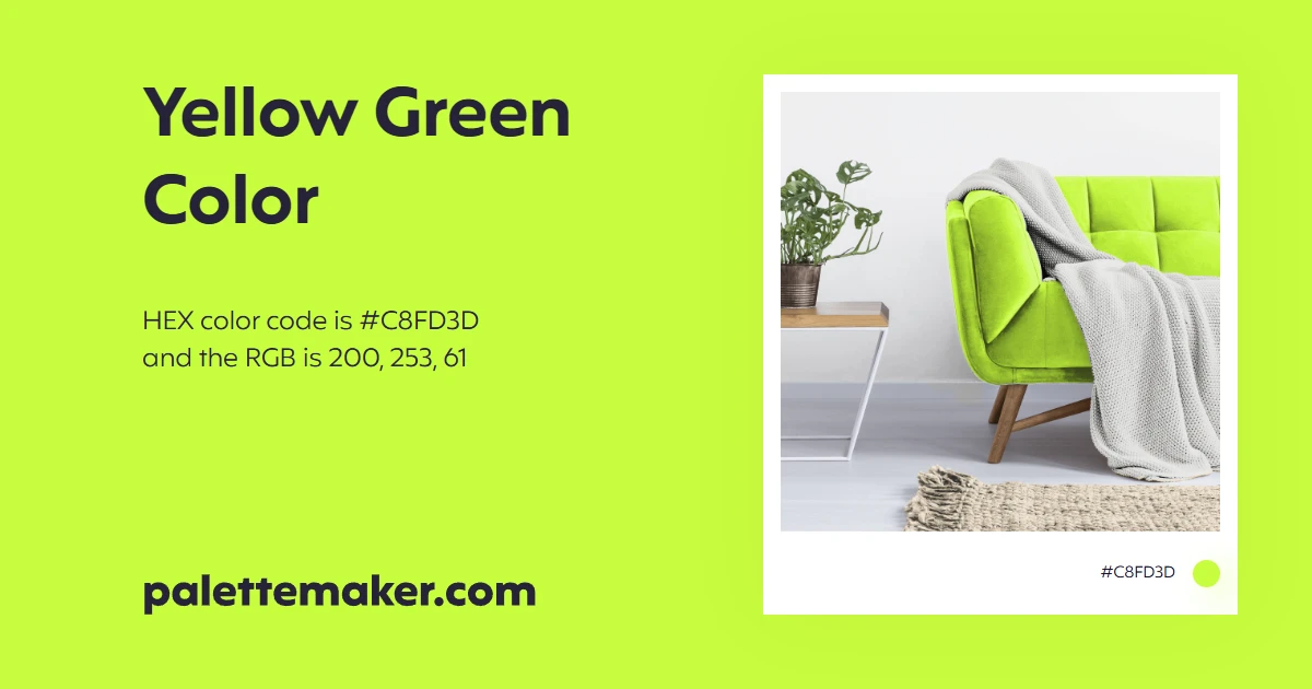 Yellow Green Color - HEX #C8FD3D Meaning and Live Previews - PaletteMaker